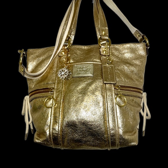 Coach | Bags | Coach Poppy Metallic Gold Leather Jazzy 3819 Satchel Bag ...